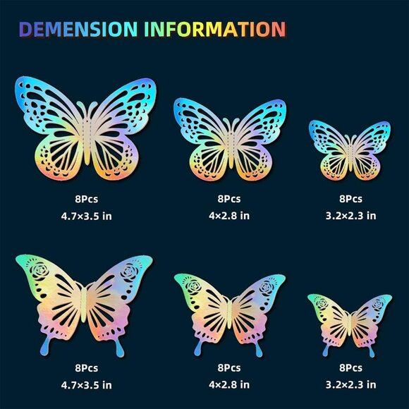 Other | Laser Butterfly Wall Decor 48pcs 2 Styles 3 Sizes Butterflies ...